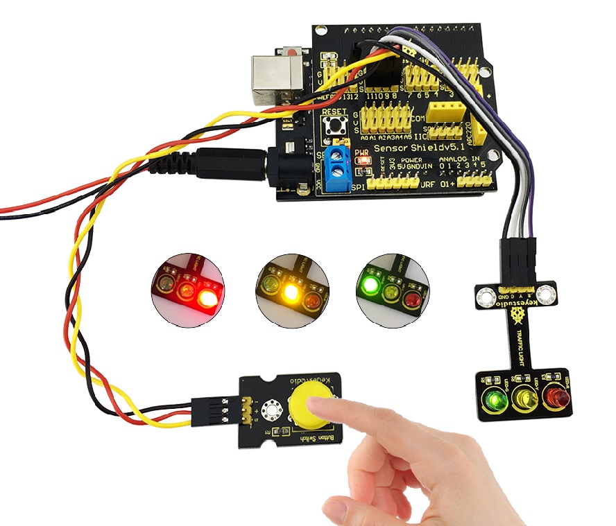 KS0310 Keyestudio Traffic Light Module (Black and Eco-friendly ...