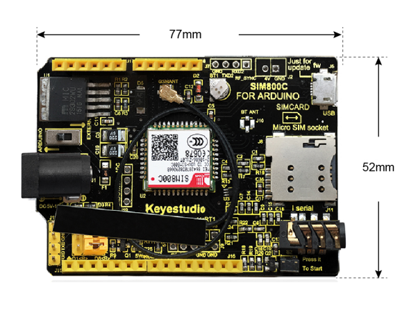 Ks0254 keyestudio Sim800c Shield - Keyestudio Wiki