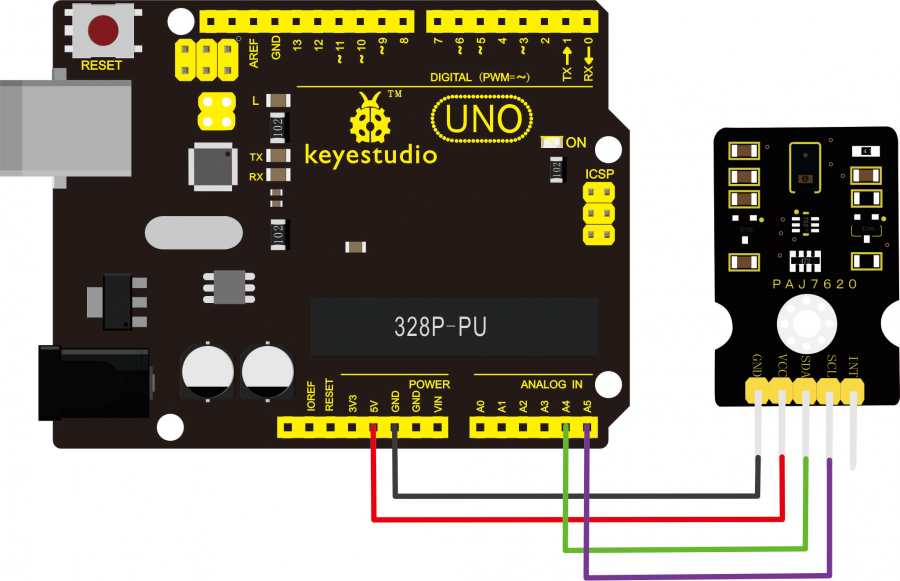 KS0458 Keyestudio PAJ7620 Gesture Recognition Sensor Module - Keyestudio Wiki