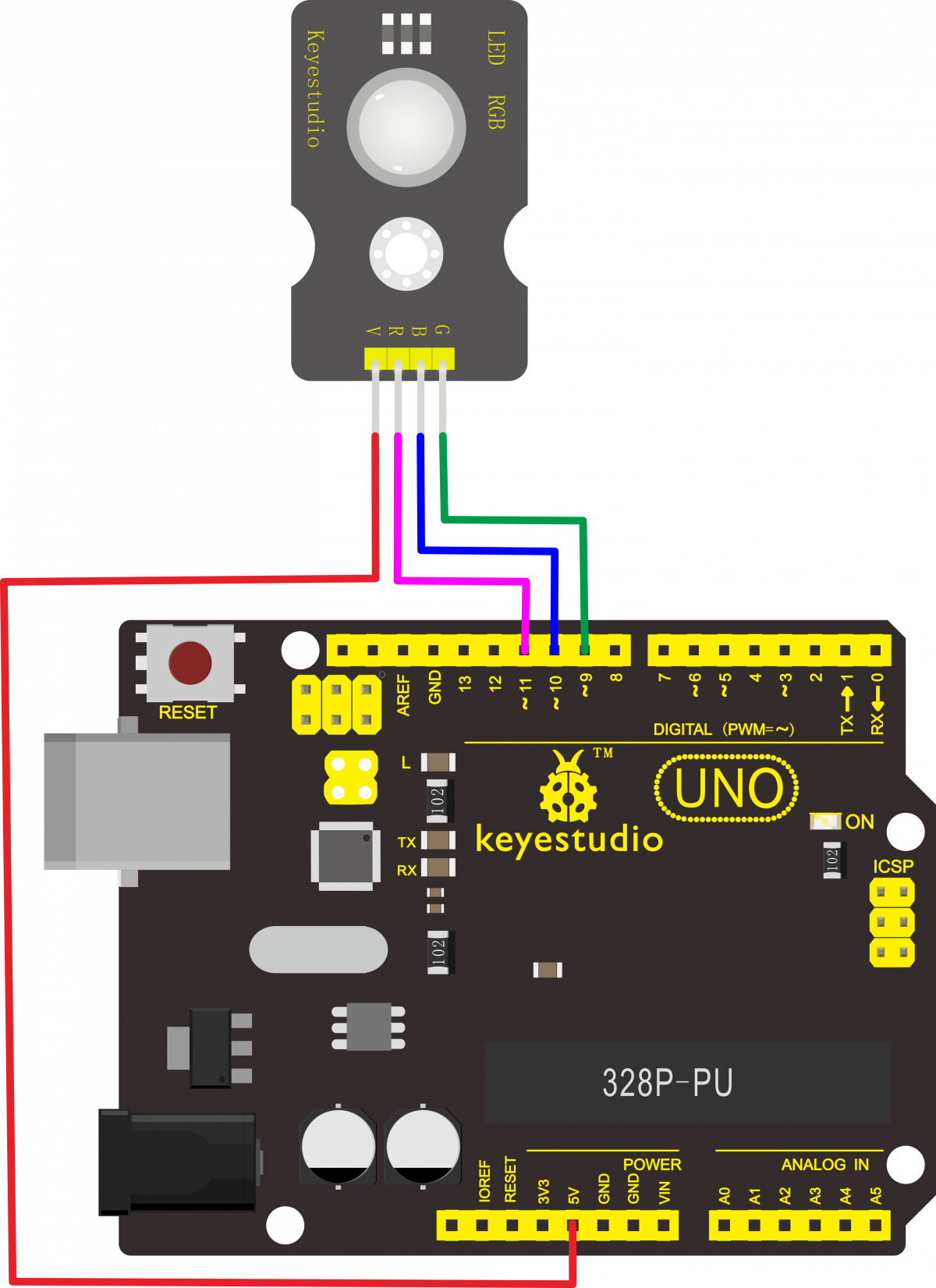 KS0459 Keyestudio 10mm Highlight Full-color LED RGB Module - Keyestudio ...