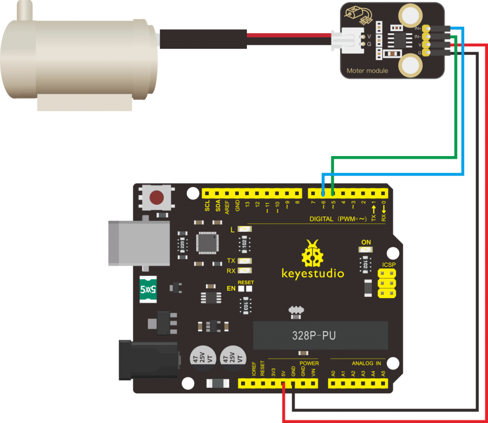 KS0347 Keyestudio 130 Motor DC3-5V Driving Module - Keyestudio Wiki