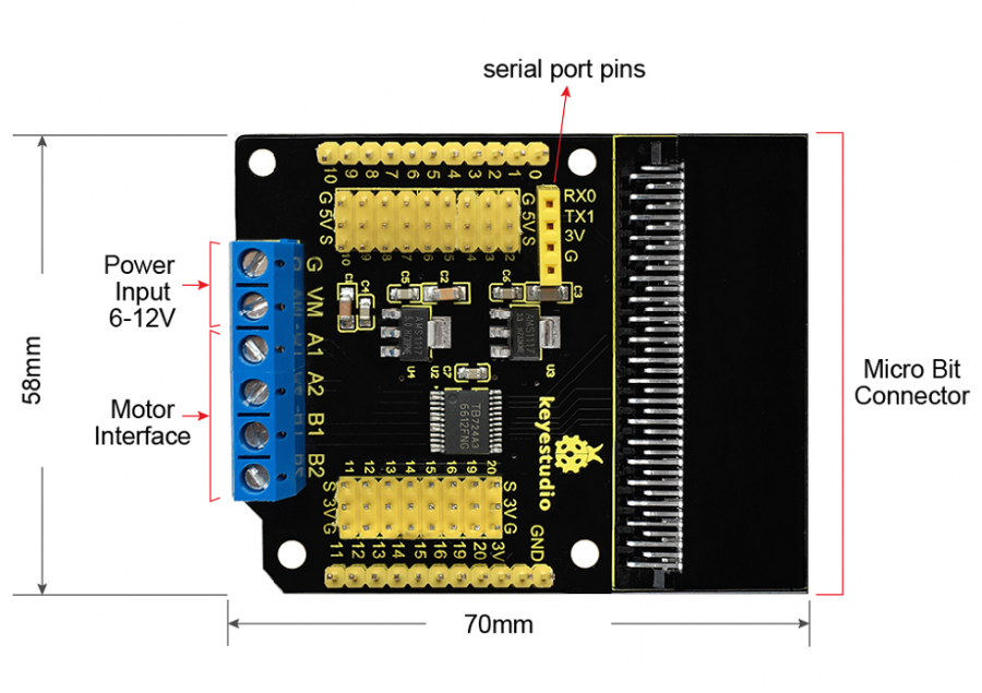 Ks0308 keyestudio Motor Drive Breakout Board for micro bit - Keyestudio ...