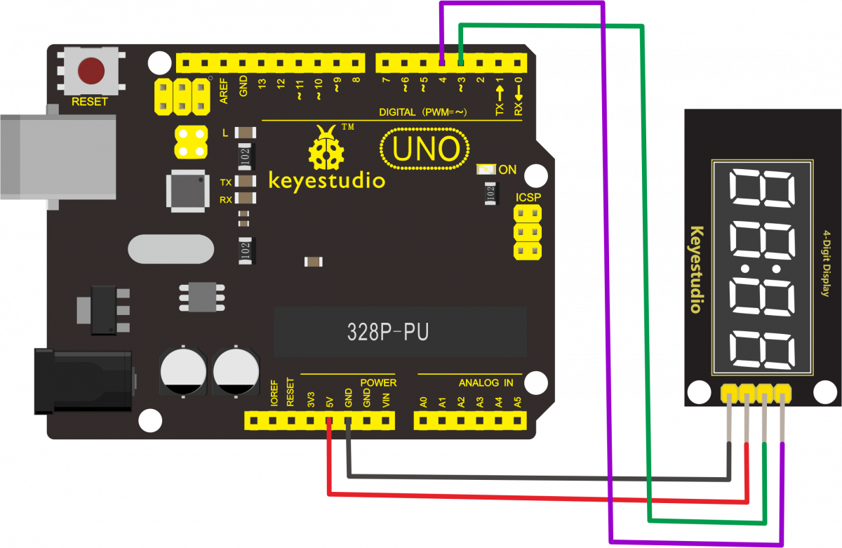 KS0445 keyestudio 4-digit LED Display Module - Keyestudio Wiki