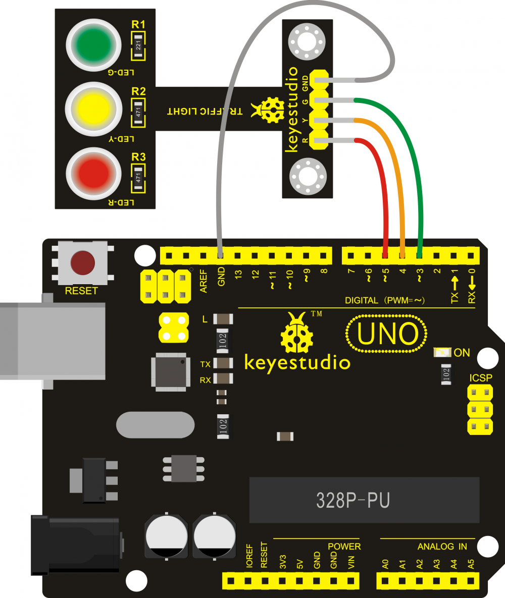 KS0310 Keyestudio Traffic Light Module (Black and Eco-friendly ...