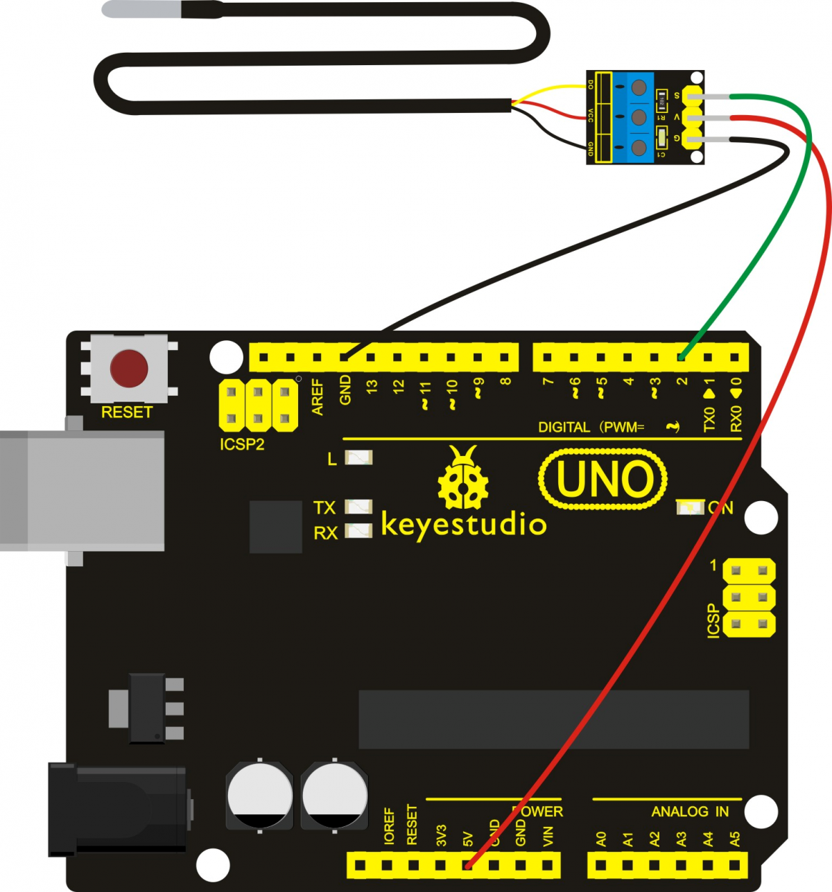 Ks0316 Keyestudio DS18b20 Temperature Detector Sensor (Black and Eco ...